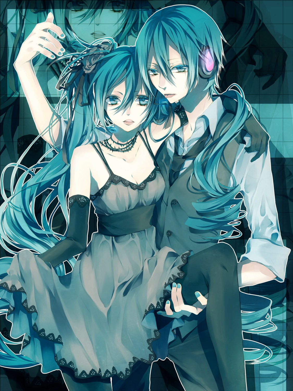 tsukioka tsukiho vocaloid hatsune miku hatsune mikuo dress genderswap ...